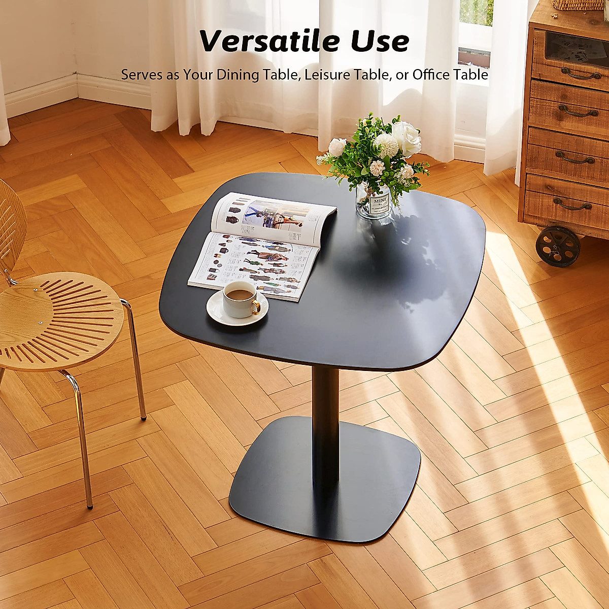 VONLUCE Modern Dining Table, 32 Inch Square Tulip Table with MDF Top and Steel Base, Small Pedestal Table for Dining Room Kitchen Living Room More, Mid Century Kitchen Table with 220lb Capacity, Black