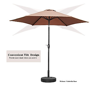 HYD-Parts 9FT Patio Umbrella Outdoor Table Umbrella,Market Umbrella with Push Button Tilt and Crank for Garden, Lawn, Deck, Backyard & Pool (Coffee)