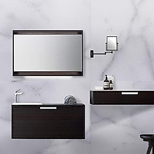QiMH 3X Magnified Wall Mounted Mirror, Rectangular 8x6 Inch with Extendable Arm | Polished Chrome Finish Double-Sided Swivel Mirror