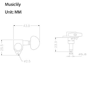 Musiclily 3+3 Epi Style Guitar Machine Head Sealed Tuners Tuning Pegs Set for Les Paul Style Electric Guitar or Acoustic Guitar Half Moon Button Chrome
