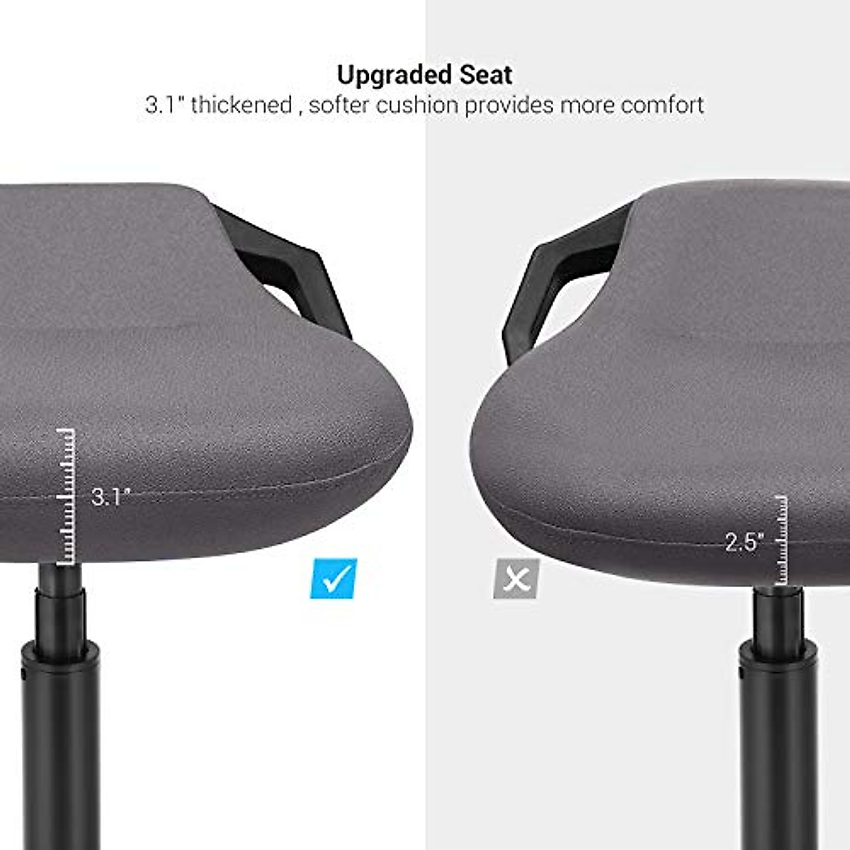 SONGMICS Standing Desk Chair, Adjustable Ergonomic Standing Stool, 23.6-33.3 Inches, Swivel Sitting Balance Chair, Anti-Slip Bottom Pad, Grey UOSC02GY
