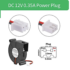 50mm x 15mm 5015 12V DC Brushless Cooling Blower Fan, Dual Ball Bearing, 2 Pin Terninal