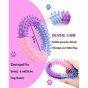 DogieLyn Puppy Toys or Small Medium Dogs 4 Pack Chew Toy for Puppies Pet Teething Toy for Cleaning Teeth Interactive Soft Plush Panda Treat DispenserI Bone Squeaky Ball Tri-Color Ring Cute Toy Set