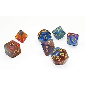 Polyhedral DND Dice Set Dice for Dungeons and Dragons, Pathfinder, D&D, RPG, MTG,7-Die Set Role Playing Games Dice…