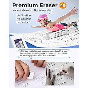 Nicpro 6 PCS Pastel Mechanical Pencil 0.5 & 0.7 mm with Case for School, with 12 tubes HB Lead Refills, 3 Erasers, 9 Eraser Refills For Student Writing, Drawing, Sketching, Blue & Pink & White Colors