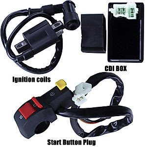 Complete Electrics Wiring Harness CDI Ignition Coil Solenoid Relay Spark Plug Kits for Chinese 4-Stroke ATV Quad Dirt Bike 150cc 200cc 250cc Go Kart by OTOHANS AUTOMOTIVE