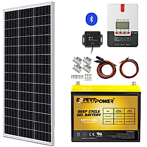 ExpertPower 210W 12V Solar Power Kit with Battery: 900Wh Gel Battery + 210W Mono Solar Panel + 20A MPPT Charge Controller for Off-Grid DC System in Cabin, Shed, DIY, Solar Projects and More