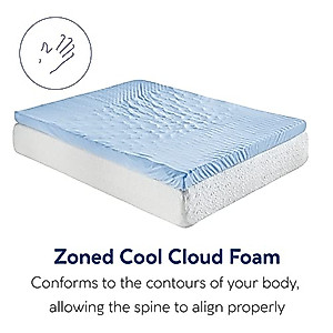 Classic Brands 3-Inch Cool Cloud Gel Memory Foam Mattress Topper With Free Cover, Queen