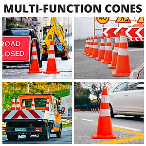 10 Pack Traffic Cones, 28 Inch Upgraded PVC Safety Cones with Reflective Collars Road Parking Cones Construction Cones for Parking Lot, Traffic Control, Driving Training