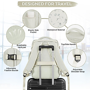 Getravel Large Travel Backpack Women, Carry On Backpack, Airplane Approved Personal Item Bag, Lightweight Laptop Backpack, Casual Work Gym College Weekender Bag, Beige