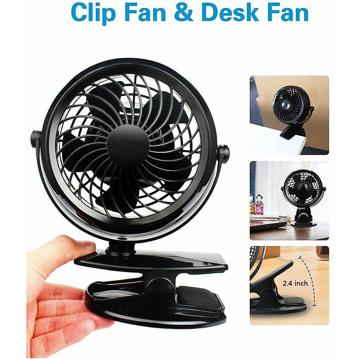 10000mAh Rechargeable Clip On Fan for Bed, Portable Fan, 8 Inch Battery Operated Fan for Stroller, Treadmill(Up to 24H of Use),4-Speed Fast Cooling Outdoor Fan, USB Fan for Bedroom, Office, Camping