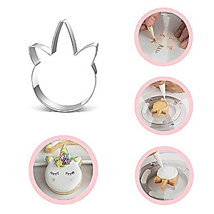 LUBTOSMN Unicorn Cookie Cutter Set-3 Inches-7 Piece-5 Unicorn Face&Head, Rainbow, Shooting Star, Fantasy Unicorn Fondant Molds for Kids Holiday Wedding Birthday Party Supplies Favors.