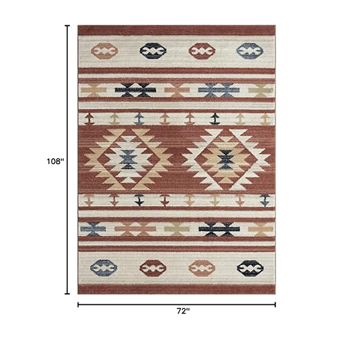 Abani Rugs Native Tribal Print Burnt Amber & Beige Living Room Rug - Premium Southwestern Style Non-Shedding Area Rug (6'x9')