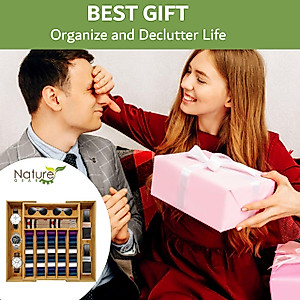 Nature Gear Kitchen Drawer Organizer - 9 Section Expandable Bamboo Storage for Flatware - Housewares - Bath & Vanity - Tool Utility Caddy Adjustable Tray