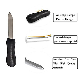 LVSU Fish Scaler Brush Oyster Shucking Knife Set with Stainless Steel Sawtooth Fish Scaler Remover,Easy Remove Fish Scaler and Oyster Shucking Seafood Kitchen Tool