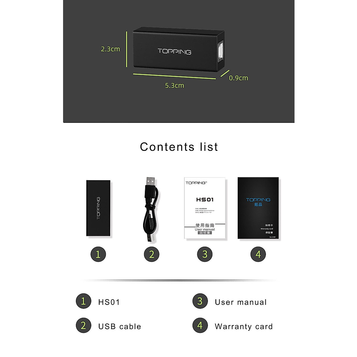 KGUSS Topping HS01 USB 2.0 High Speed Audio Isolator Compatible with PCM32bit 768kHz DSD512 withstands up to 1kVRMS