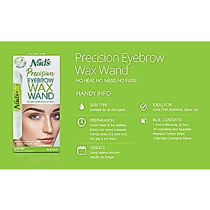 Nad's Eyebrow Shaper Wax Kit Eyebrow Facial Hair Removal Delicate Areas Cotton Strips, Cleansing Wipes, 0.2 Ounce (Pack of 1)