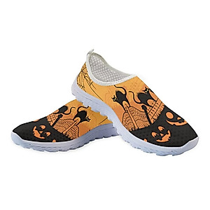 Jeiento Black Cat Sneakers for Women Men Hallowmas Shoes Lightweight Hiking Shoes Fashion Walking Running Sneakers for All Saints' Day