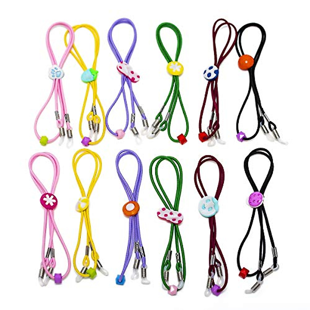 HALF CRESCEN Kids Glasses Strap (Pack of 12) Eyeglasses Straps for Kids, Sunglasses Holder Strap for Kids Girls