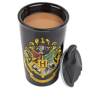 Seven20 Harry Potter Hogwarts Travel Coffee Mug, 14oz - Ceramic Tumbler with Hogwarts Crest Design - Officially Licensed - Great Gift for Teens & Adults