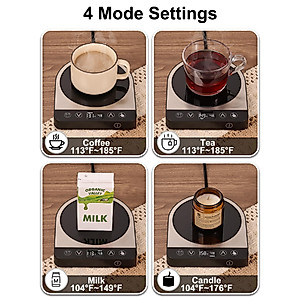 Rigstne Coffee Mug Warmer - 50W Mug Warmer for Desk, Coffee Cup Warmer Fast Heating, Candle Warmer Plate for Travel, Office and Home, 15 Temp Settings, Black