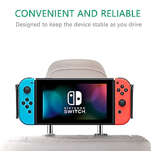 Geekria Car Headrest Mount, Angle Adjustable Headrest Mount Compatible with Nintendo Switch/Switch OLED/Switch Lite, Game Accessories Universal Holder for Car Backseat
