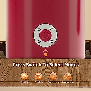 Milk Frother and Steamer, GREECHO 4 IN 1 Electric Milk Frother, 10.2oz/300ml Automatic Warm & Cold Milk Foamer for Coffee, Latte, Silent Operation & Automatic Shut-off, Viva Magenta Rose Red