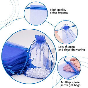 Yordearly 50pcs Organza Bags 4x6 inch, Royal Blue Sheer Mesh Bags with Drawstring, Small Gift Bags for Candy Jewelry Pouch Party Wedding Christmas Favor