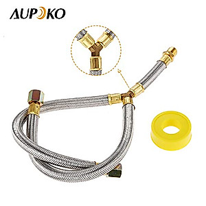 Aupoko Propane Y Splitter Connection Braided Pipe, 3/8" Flare Gas Propane Grill Y Splitter Stainless Steel Braided Hose Assembly, Length 5/16", Fits for LPG & NG Propane Fire Pit Hose & Fireplace