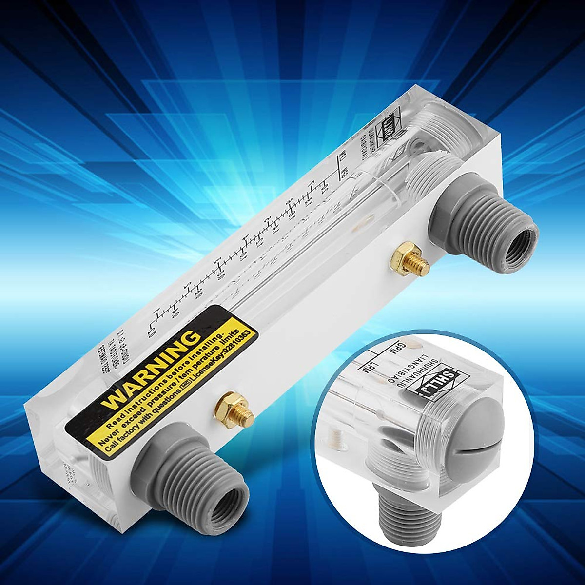 Liquid Flowmeter, Water Meter Panel Type Glass Liquid Flowmeter 0.2-2GPM/1-7LPM Water Measuring Meter