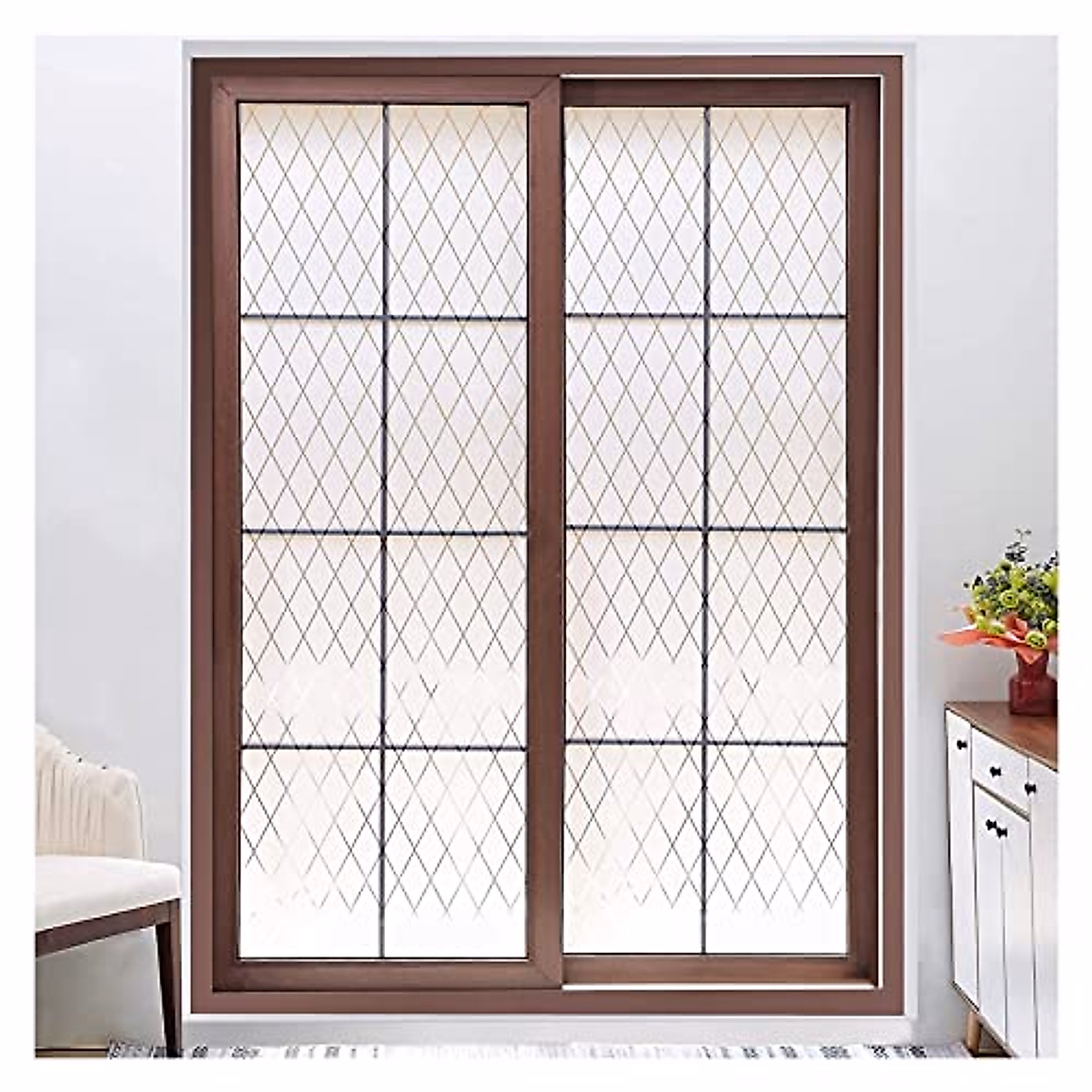 XENITE Window Privacy Film Lattice Frosted Window Film Window Privacy Film Static Cling Window Opaque Glass Sticker Non Adhesive one Way Window Film Window (Color : 75x100 Cm)