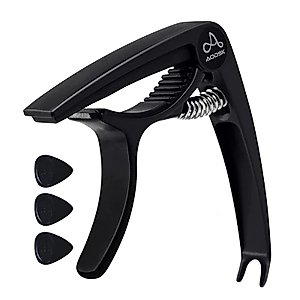 AODSK Capo for Electric Guitar Acoustic Guitar String Steel Ukulele Capo Metal Material Black with 3 pick