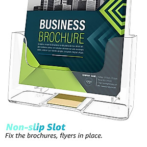 MaxGear Acrylic Brochure Holder 6 x 8 inch, Display Stand Plastic Flyer Holders, for 5.5 x 8.5 inch, 5 x 7 inch Menu Clear Literature Trifold Pamphlet Magazine Holders Countertop or Wall Mount, 2 Pack