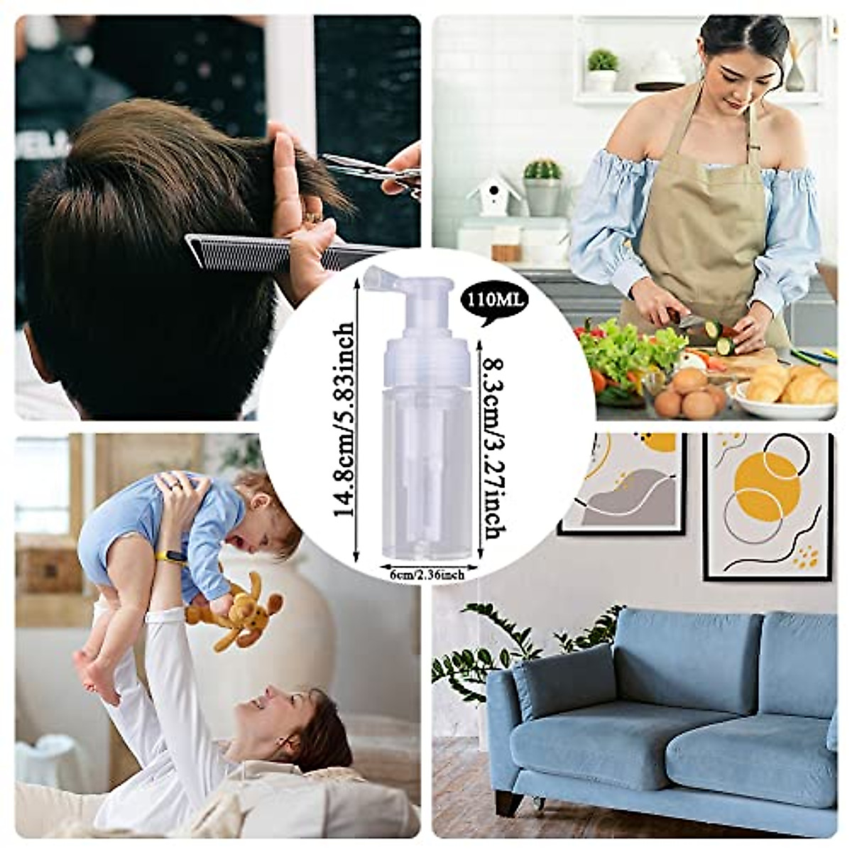 AKOAK 1 Pack 110ml Portable Detachable Travel Spray Bottle Container PET Cosmetics Bottle Transparent Dry Powder Spray Bottle