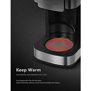 Programmable Coffee Maker, 12 Cups Coffee Pot with Timer and Glass Carafe, Brew Strength Control, Keep Warming, Mid-Brew Pause, Coffee Machine with Permanent Coffee Filter Basket, Anti-Drip System