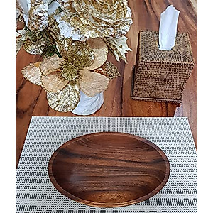 WRIGHTMART Wooden Bowl for Food, Versatile, Useful as a Jewelry and Coin Catchall or a Oval Shaped Server for Salads, Pasta, Nut Mixes, Durable, Decorative, Small Acacia Wood Bowl, 10.75" x 7"x 1.5"