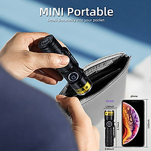 DARKDAWN UV 395nm Light Flashlights USB Rechargeable Ultraviolet LED Blacklight Mini Wood’s Lamp Portable Blacklight for cat Urine Detection Dry Stains, Uranium Glass, Leak Detection, D15 395 nm