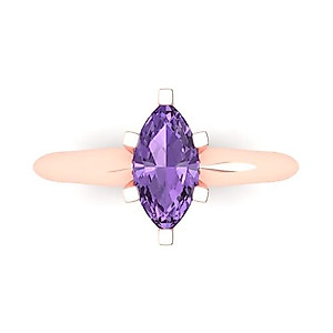 Clara Pucci 1.0 ct Marquise Cut Solitaire Simulated Alexandrite Engagement Bridal Promise Anniversary Ring 18K Rose Gold Size 3.5