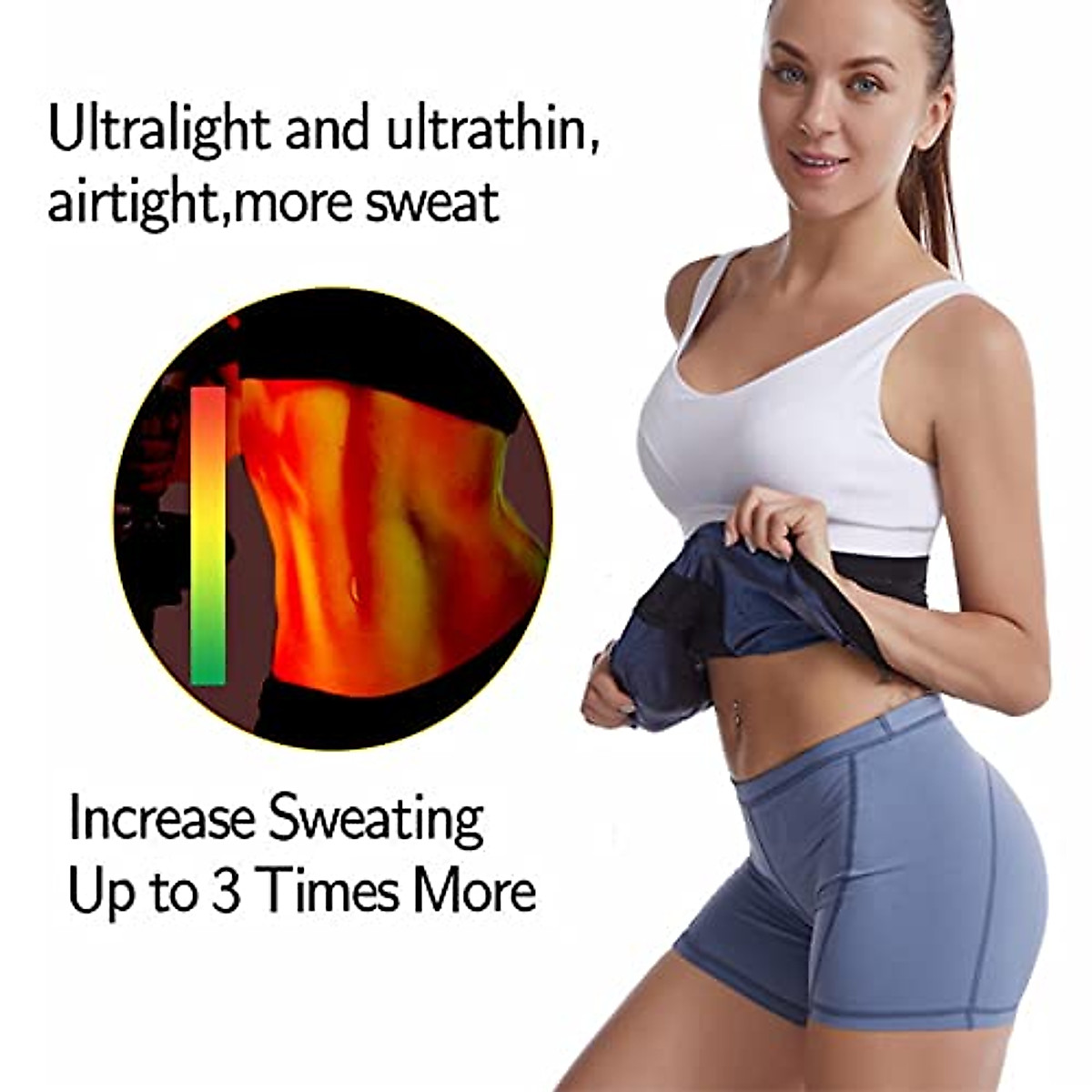 DawnBreak Sauna Sweat Waist Trimmer Shaper Exercise Workout for Women Waist Trainer Sauna Belt Band - S/M Black Hook