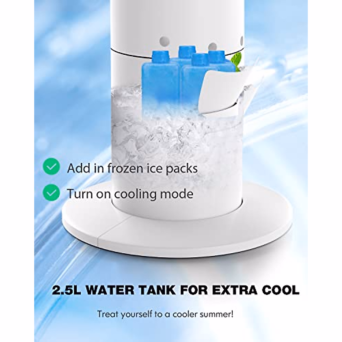 ARLIME Portable Air Conditioner, Evaporative Tower Cooling Fan with Remote, 70° Oscillation, 3 Speeds & 9-Hour Timer, Swamp Cooler with 4 Ice Packs, Tower Cooler Air Cooler for Room Home Office, 41In