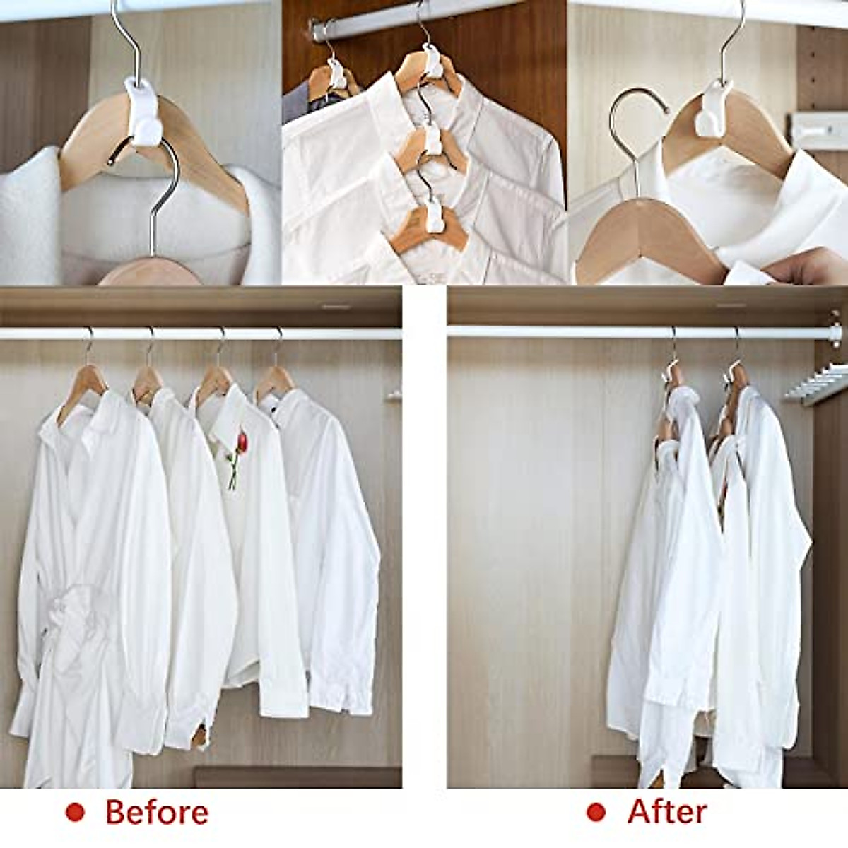 aoozleny 50PCS Clothes Hanger Connector Hooks Cascading Hangers Space Saving Organizer for Heavy Duty Cascading Hanger Extender Hooks White Plastic Hooks Closet Hanger