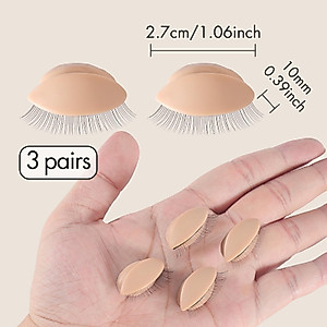 Embagol Multifunction Replaced Eyelids Makeup for Training Head Removable Realistic Eyelids Eyelash Training (3 Pair (Pack of 1))