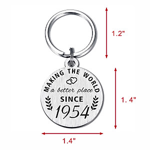 ABNTY 70th Birthday Gifts for Women Men, 70 Year Old Birthday Keychain, Born in 1954 Gifts, 1954 Birthday Decorations