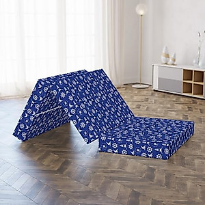 Ambesonne Lighthouse Foldable Mattress, Maritime Silhouettes, 74.8" x 39.4", Violet Blue White