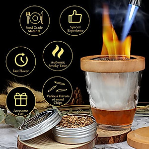 Old Fashioned Smoker Kit, Including Cocktail Smoke Top and 4 Flavor Wood Chips, a Drink Smoker for Infusing Smoke in Cocktails, Whiskey, Bourbon, Wine and Cheese, Gift for Dad, Husband, Men