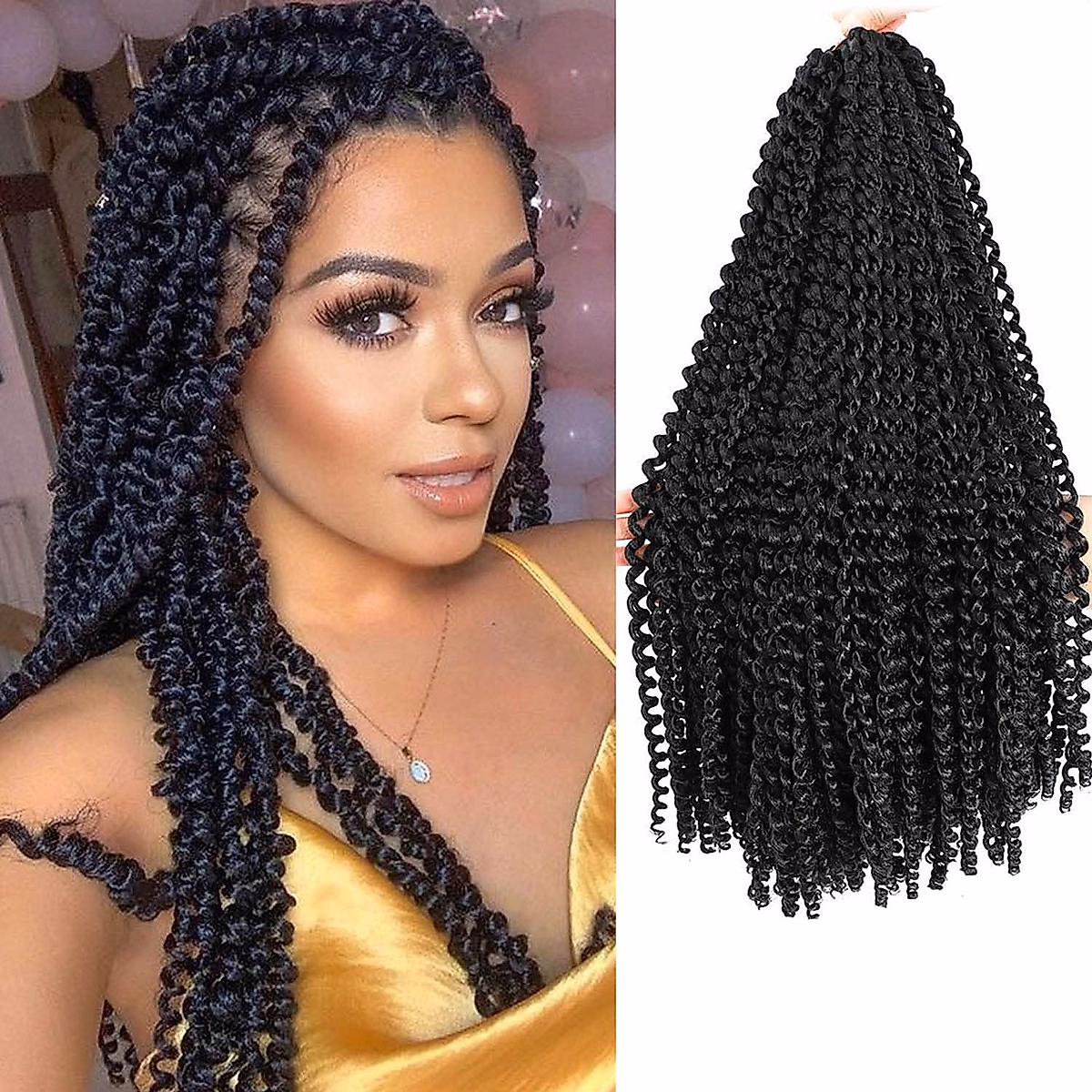 Passion Twist Hair 18 Inch 6 Packs Black Water Wave Braiding Hair for Butterfly Locs Passion Twists Bohemian Braiding Hair Extensions (18Inch 6 Packs,1B#)