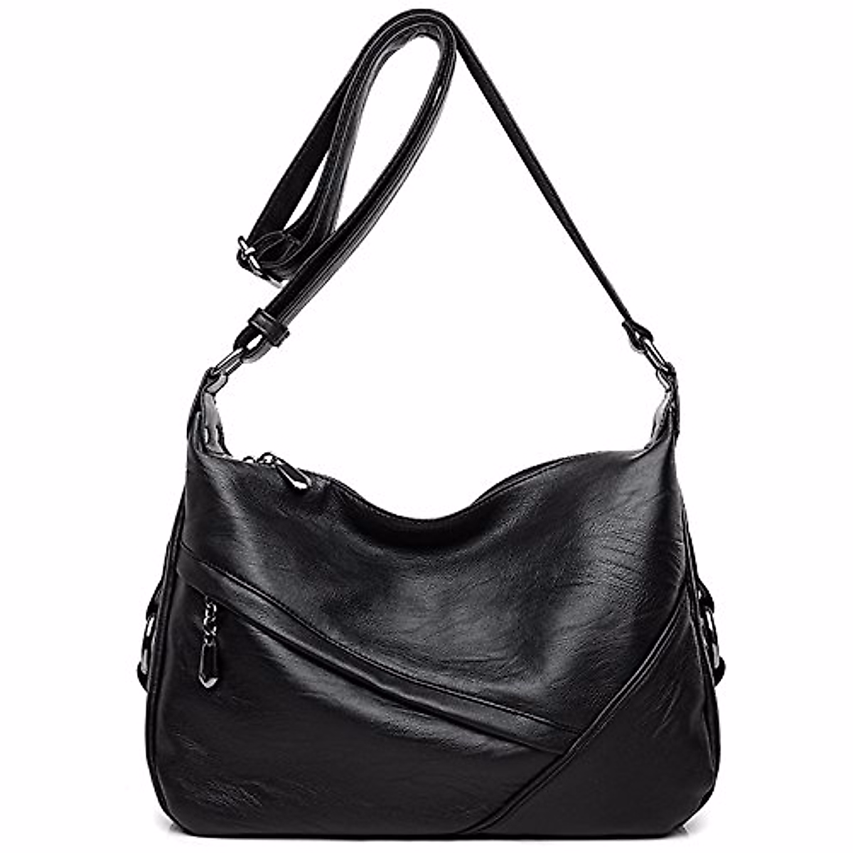Covelin Women's Retro Sling Shoulder Bag from, Leather Crossbody Tote Handbag Black