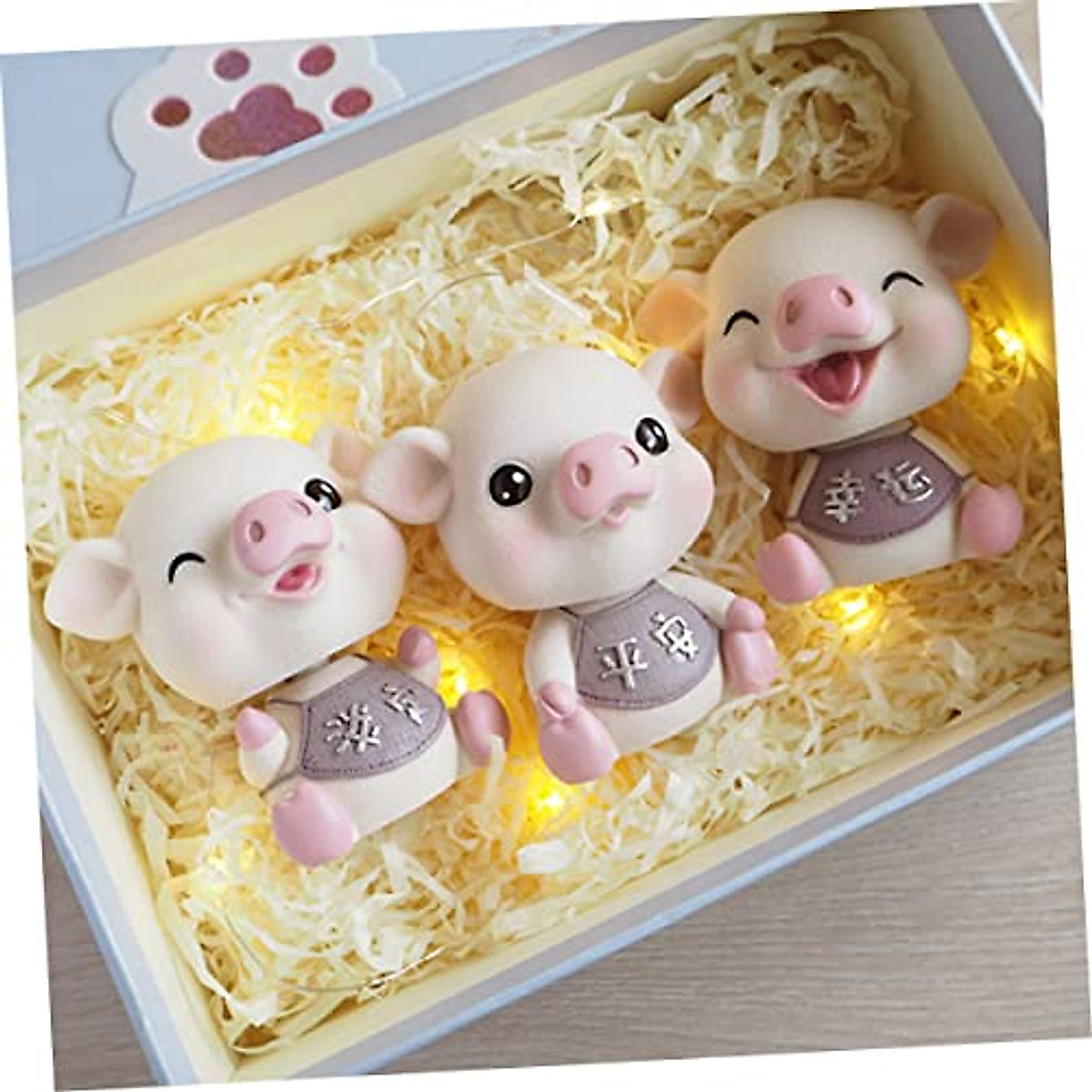 Veemoon 1pc Car Decoration Automotivearts & Crafts Pig Sculpture Car Dashboard Doll Bobble Head Cake Resin