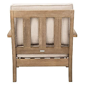 SAFAVIEH Couture Patio Martinique Natural and White Wood Outdoor Arm Chair