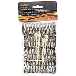2 Pack (TOTAL 8 ROLLERS w/ 8 Pins) HAIR STYLING BRUSH ROLLERS & PINS Hair Curlers 3" x 1 1/8" Bristles
